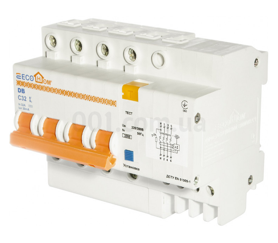 Диференційний автомат ECO DB 4P 32A 30мА АСКО-УКРЕМ (ECO030020004 ...