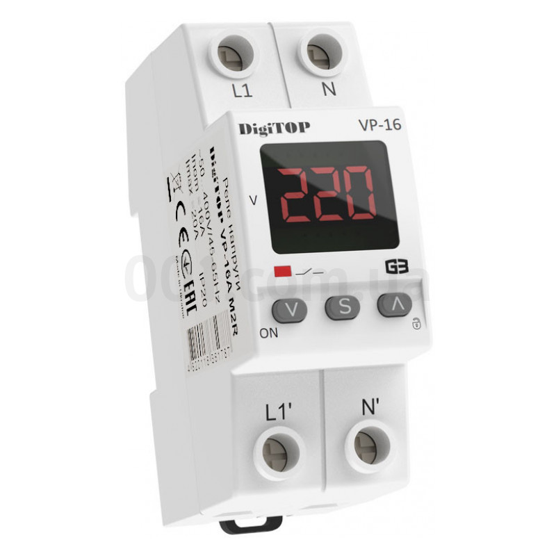 Реле контроля напряжения VP-16A M2R однофазное 16А с термозащитой DigiTOP купить в Киеве в ...