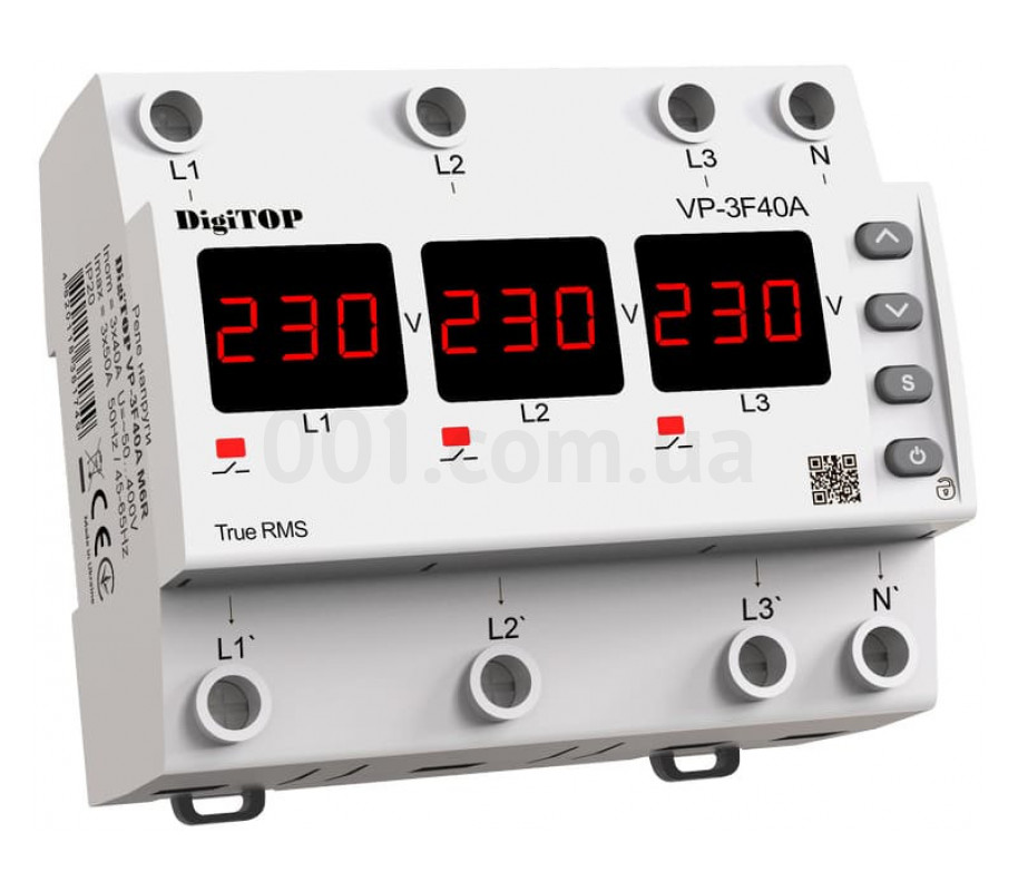 Реле контролю напруги VP-3F40A M6R трифазне 40А DigiTOP купити в Києві в інтернет-магазині 001 ...