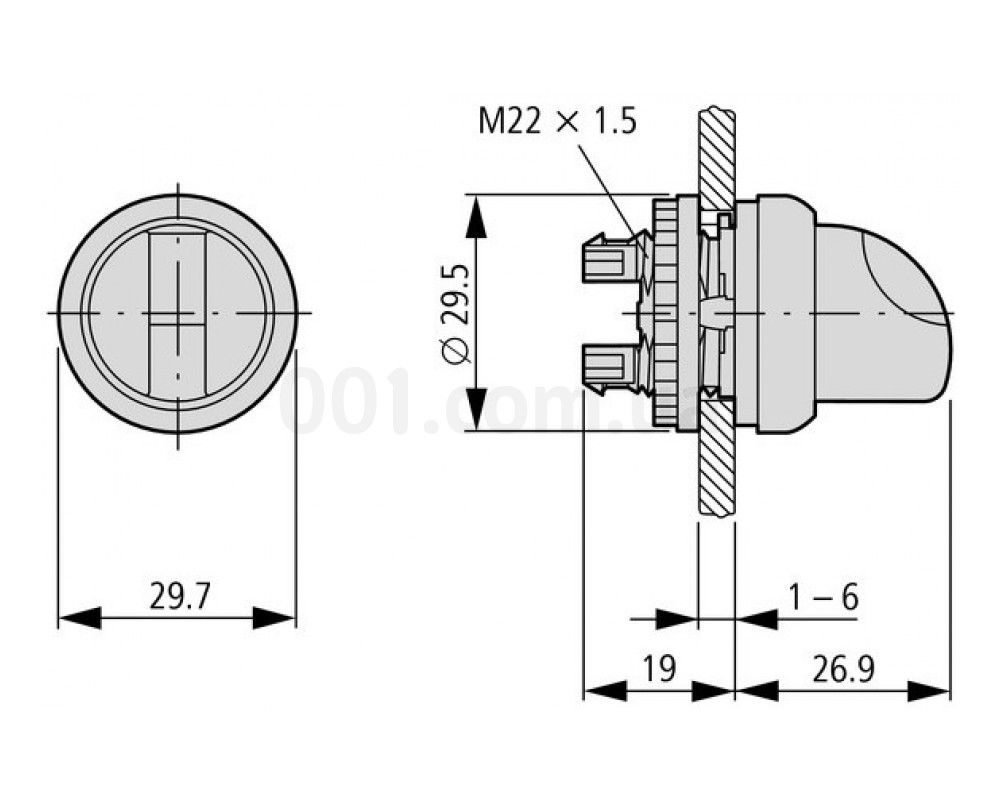 Головка перемикача на 2 положення з фіксацією M22-WKV Eaton (216874) купити в Києві в інтернет ...