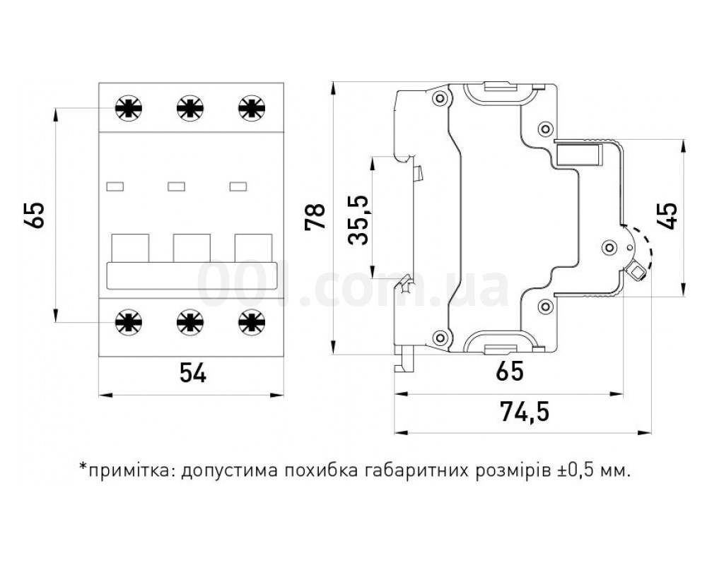 Модульний автоматичний вимикач e.mcb.stand.60.3.D63 3p 63А D 6кА E.NEXT ...
