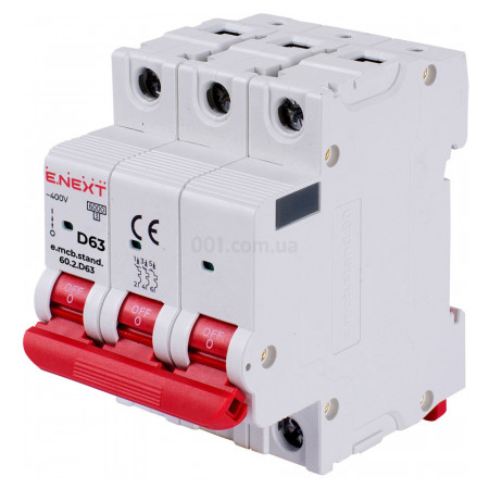 Модульный автоматический выключатель e.mcb.stand.60.3.D63 3p 63А D 6кА ...
