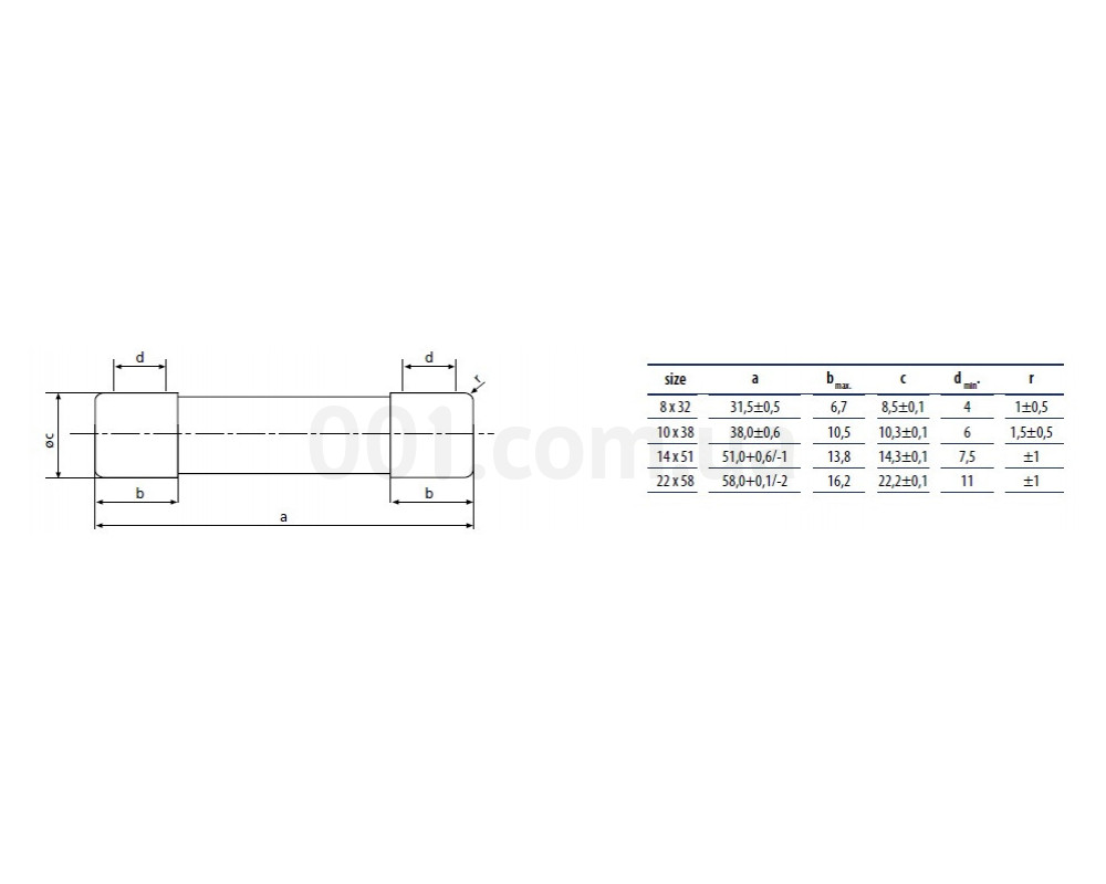 Плавка вставка циліндрична CH 8×32 gG 16A 400В (упаковка = 10 шт.) ETI ...