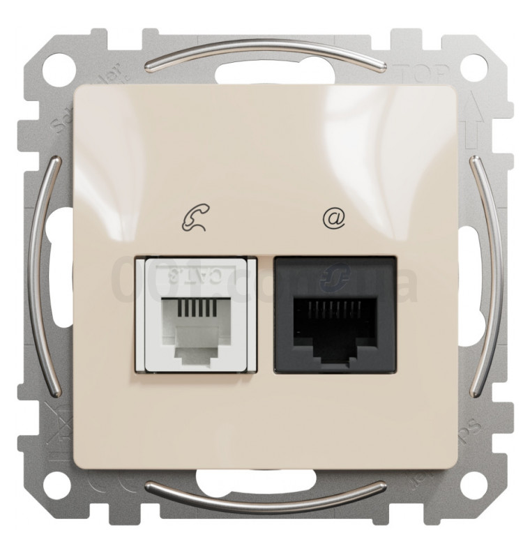 Розетка телефонна RJ11 + комп'ютерна RJ45 кат.6 UTP Sedna Design ...