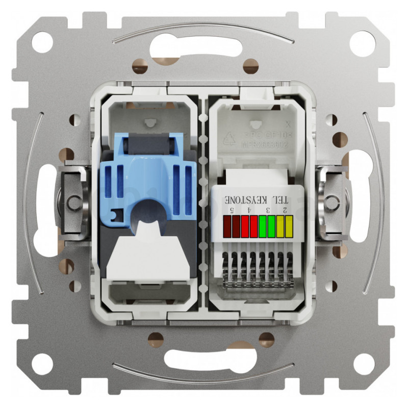 Розетка телефонна RJ11 + комп'ютерна RJ45 кат.6 UTP Sedna Design ...
