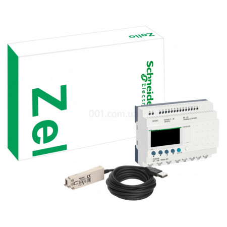 Комплект Zelio Logic (ПЛК SR2B201BD + USB кабель + Zelio Soft 2) 12 вх ...