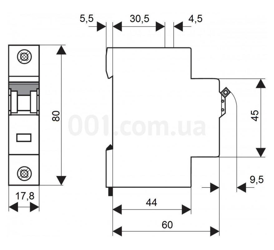 Модульний автоматичний вимикач BMS4 1P 16А 4,5кА х-ка C SCHRACK TECHNIK ...